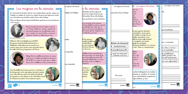 Comprensión lectora por niveles: Las mujeres en la ciencia