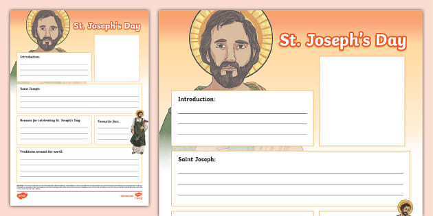 St. Joseph's Day Non-Chronological Report Template - Twinkl