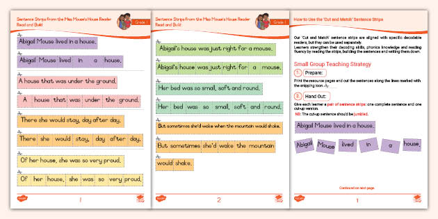 Read and Build Sentence Strips: Miss Mouse's House