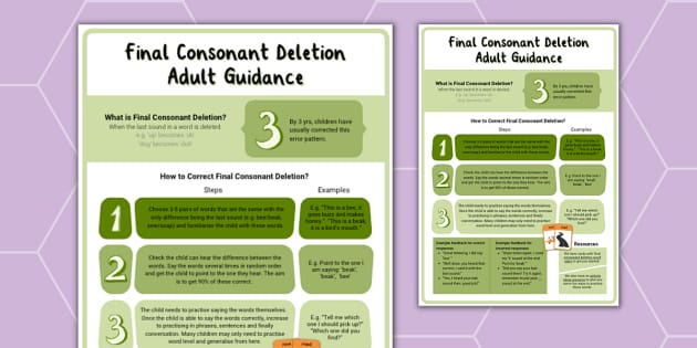 Final Consonant Deletion Parent Handout - Parent Guidance