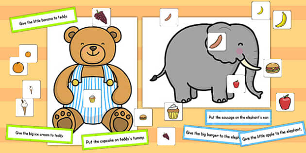 Elephant and Teddy Following Instructions Word Game 3ICW - games