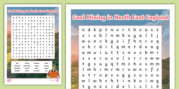 Coal Mining in North East England Word Search (teacher made)