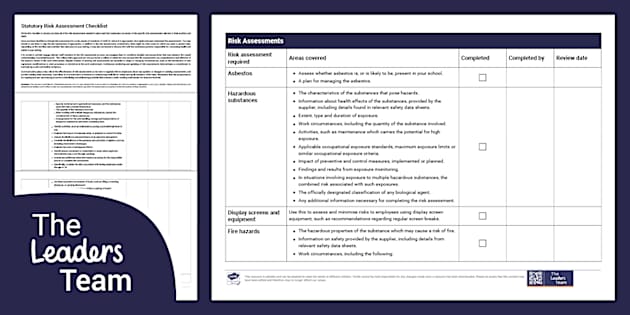 Statutory Risk Assessment Checklist - SLT (teacher made)
