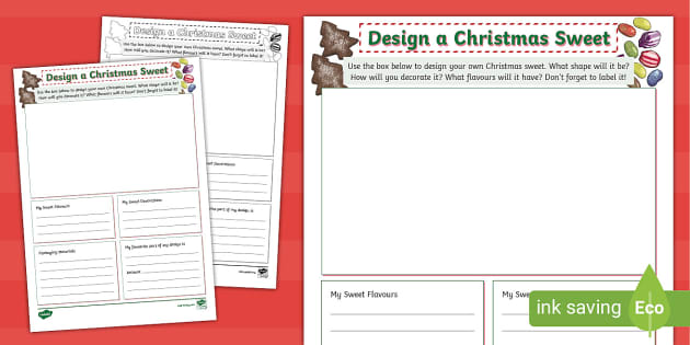 Design a Christmas Sweet Worksheet (teacher made) - Twinkl