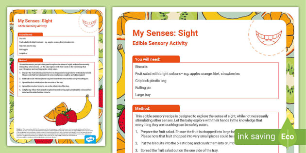 My Senses Sight Edible Sensory Recipe (teacher made)
