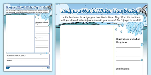 Design a World Water Day Poster Worksheet (teacher made)