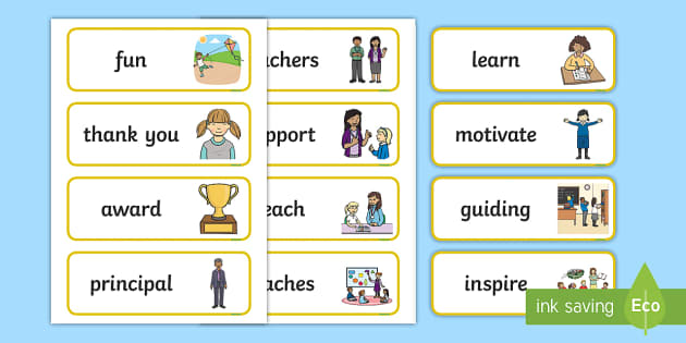 World Teachers' Day Word Cards