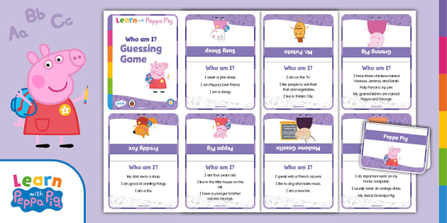 FREE Peppa Pig: Who am I? Guessing Game (teacher made)