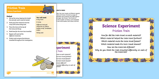 EYFS Friction Train Science Experiment and Prompt Card Pack