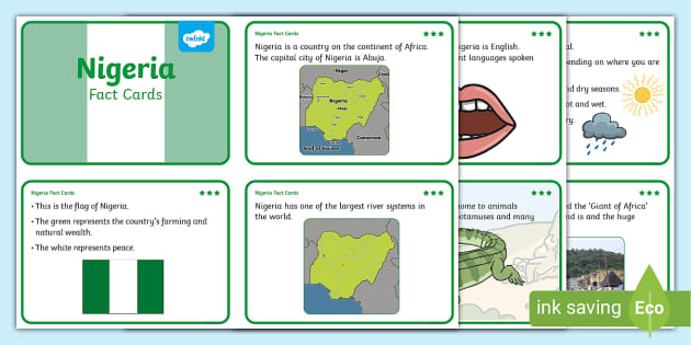 KS1 Nigeria Fact Cards (teacher made) - Twinkl