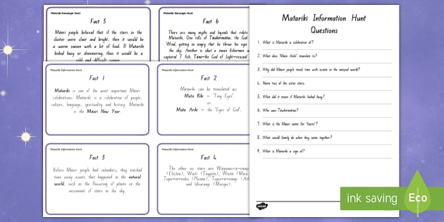 New Zealand Matariki Scavenger Hunt