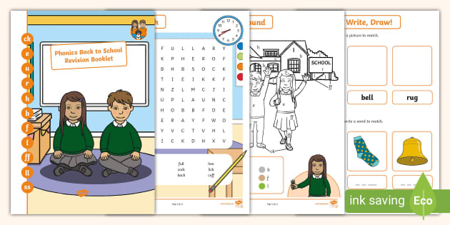 Back to School Phonics Level 2 Revision Booklet: ck, e, u, r, h, b, f ...