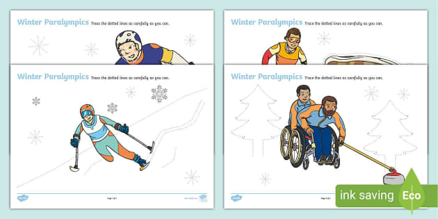 EYFS Winter Paralympic Pencil Control Worksheets - Twinkl