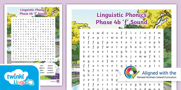 NI Linguistic Phonics Phase 4b 'f' Sound Word Search
