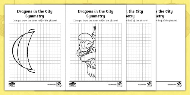 Dragons in the City: Chinese New Year Symmetry Worksheets