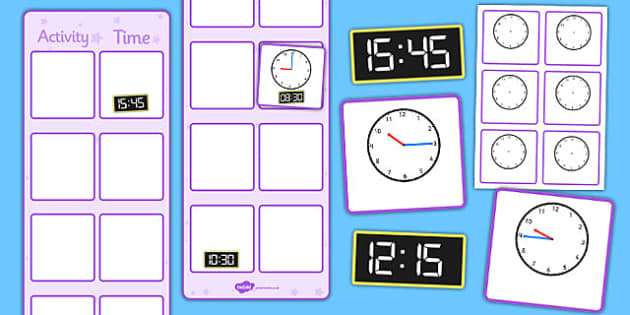 Vertical Visual Timetable Display With Clocks (teacher made)