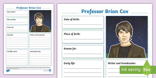 Professor Brian Cox Fact File Template (Teacher-Made)