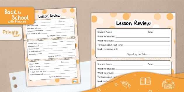 Lesson Review Sheets | Back To School | Orange Glow - Twinkl