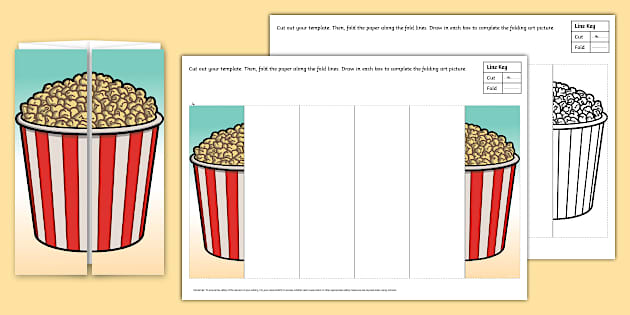 Popcorn Box Folding Art Template (teacher made) - Twinkl