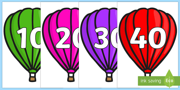Counting by 10s on Hot Air Balloons (Plain) (teacher made)