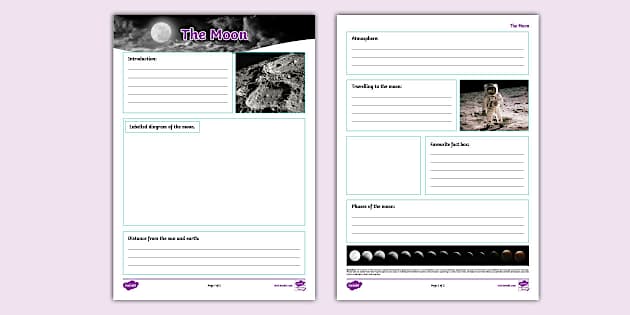 The Moon Non-Chronological Report Template (teacher made)