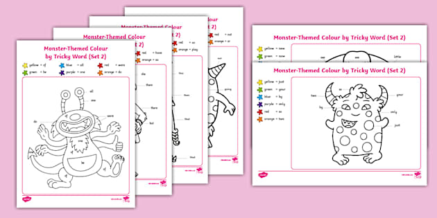 Monster-Themed Colour by Tricky Word (Set 2) Activity