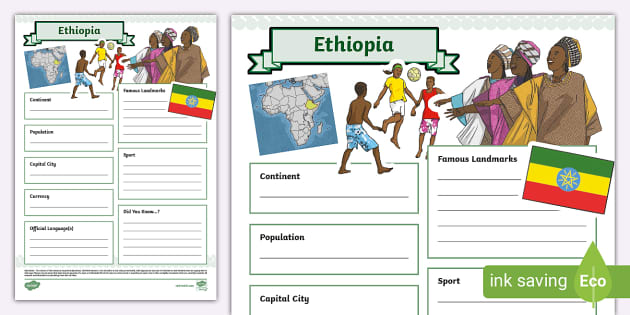 Ethiopia Fact File Template (teacher made) - Twinkl
