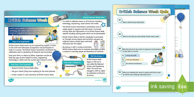 KS2 British Science Week Facts and Quiz Resource Pack