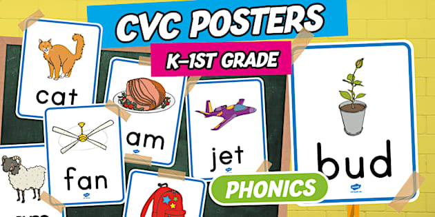CVC Word Posters for K-1st Grade - Twinkl