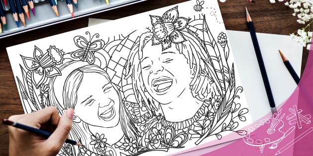 Friendship Botanical Mindfulness Colouring Activity Poster