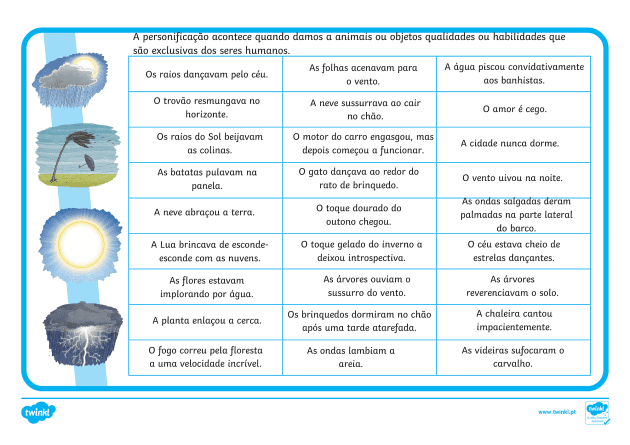 FREE! - Personificação: Exemplos de Frases (teacher made)