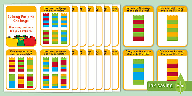 Building Patterns With Blocks Task Cards (Teacher-Made)