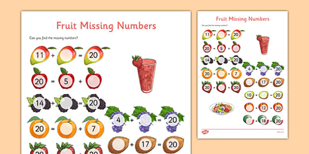 Missing Number Addition To 20 Worksheet Worksheet Twinkl