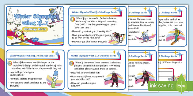 KS1 Winter Olympics What If...? Maths Challenge Cards