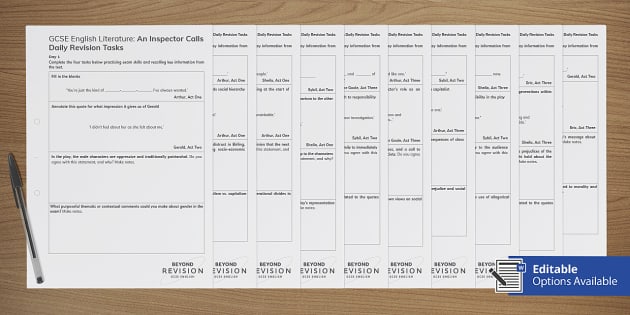 An Inspector Calls Daily Revision Tasks (teacher made)
