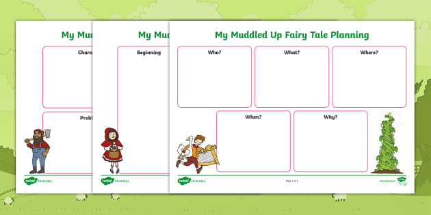 Fee! Fi! Fo! Fum! Muddled Up Fairy Tale Story Planning Worksheets