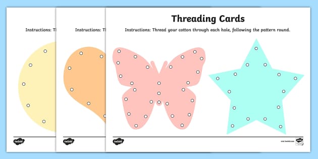 Threading Cards Templates - Fine Motor Skills Resource
