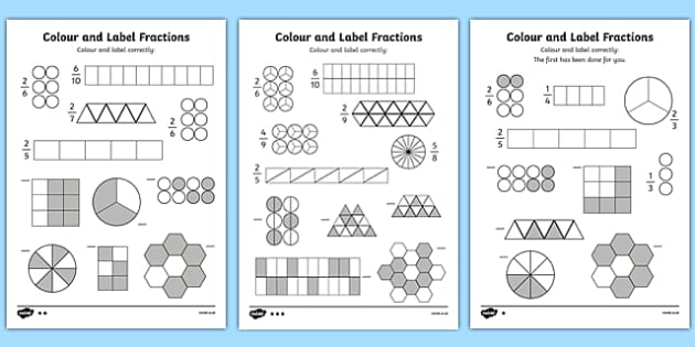 Colour and Label Fractions Worksheet (teacher made)