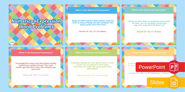 Numerical Expression Word Problems PowerPoint Google Slides