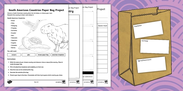 South American Countries Paper Bag Project - Twinkl