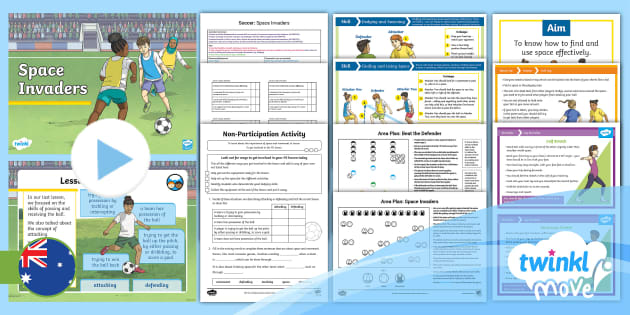 Move PE Year 3 Soccer - Lesson 3 Space Invaders - Twinkl
