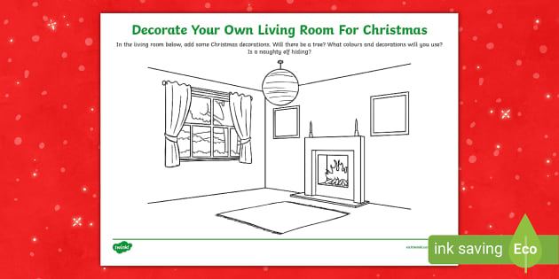 Decorate Your Own Christmas-Themed Living Room Activity Sheet