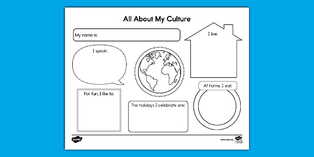 All About My Culture Worksheet for K-2nd Grade