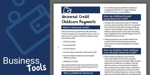 Universal Credit Childcare Payments (teacher made) - Twinkl