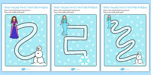 Winter Fairy Tale Pencil Control Worksheet / Worksheets