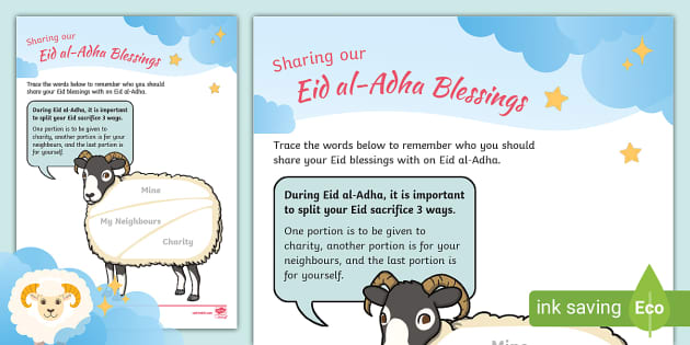 Sharing our Eid al-Adha Blessings Activity - Tracing
