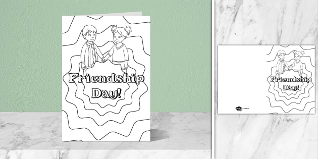KS1 Friendship Day Colouring Card | Twinkl Party - Twinkl
