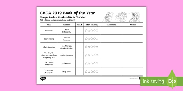 CBCA Book Week 2019 Middle Primary Reading Checklist