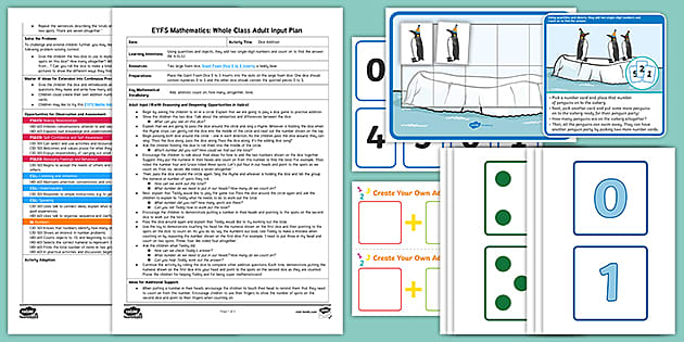 EYFS Maths: Dice Addition Whole Class Adult Input Plan and Resource Pack