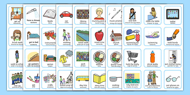 Daily Routine Visual Timetable For Girls Spanish Translation translation